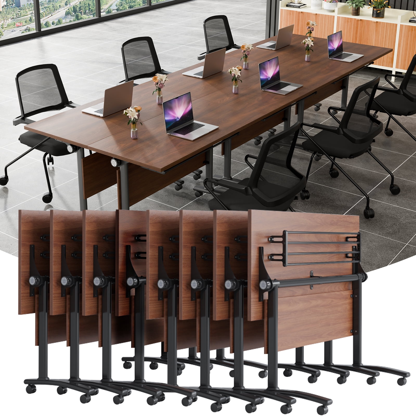 Fold Conference Room Tables on Wheels, Modern Mobile Flip Top Stackable ...