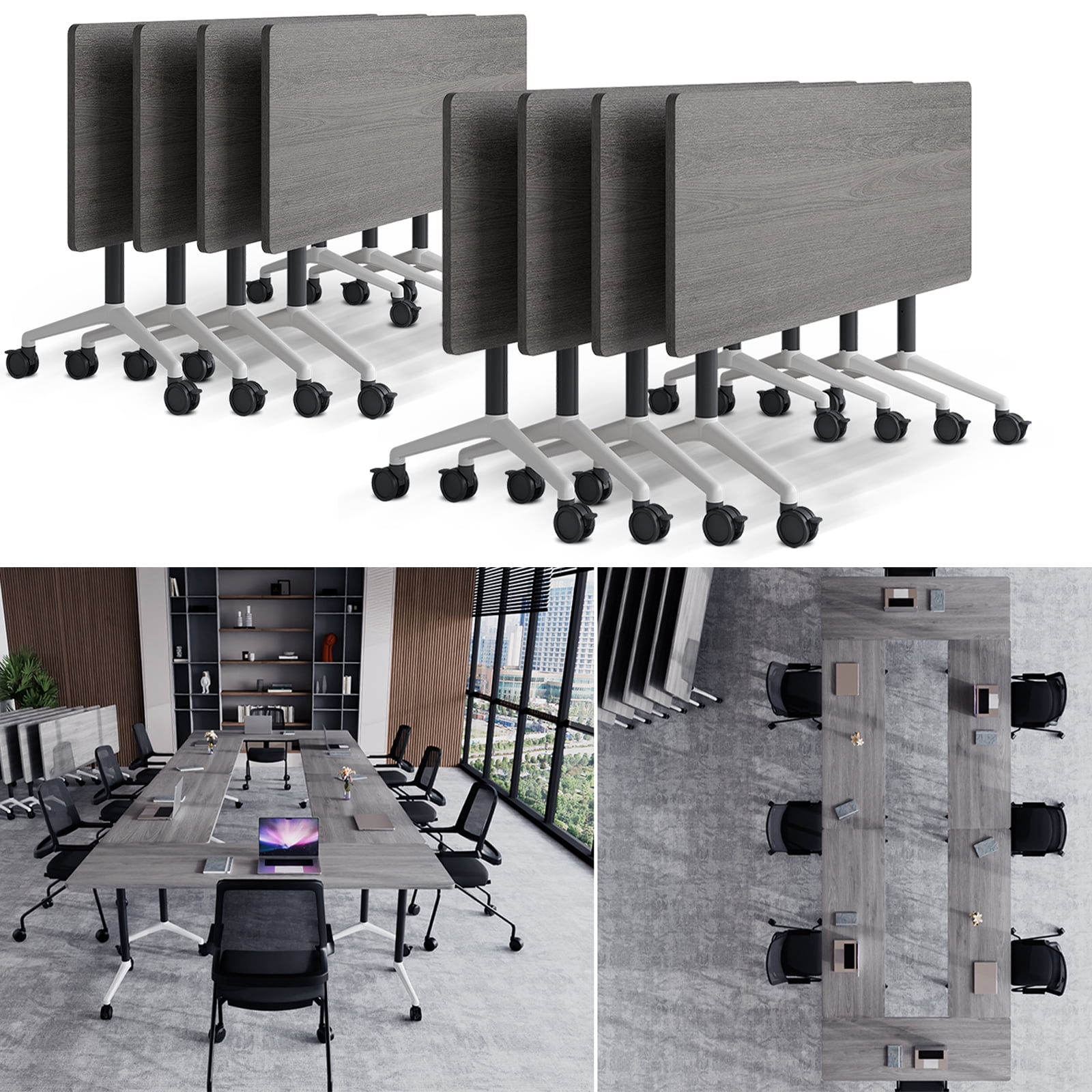 Fold Conference Room Tables on Wheels, Modern Mobile Flip Top Stackable ...