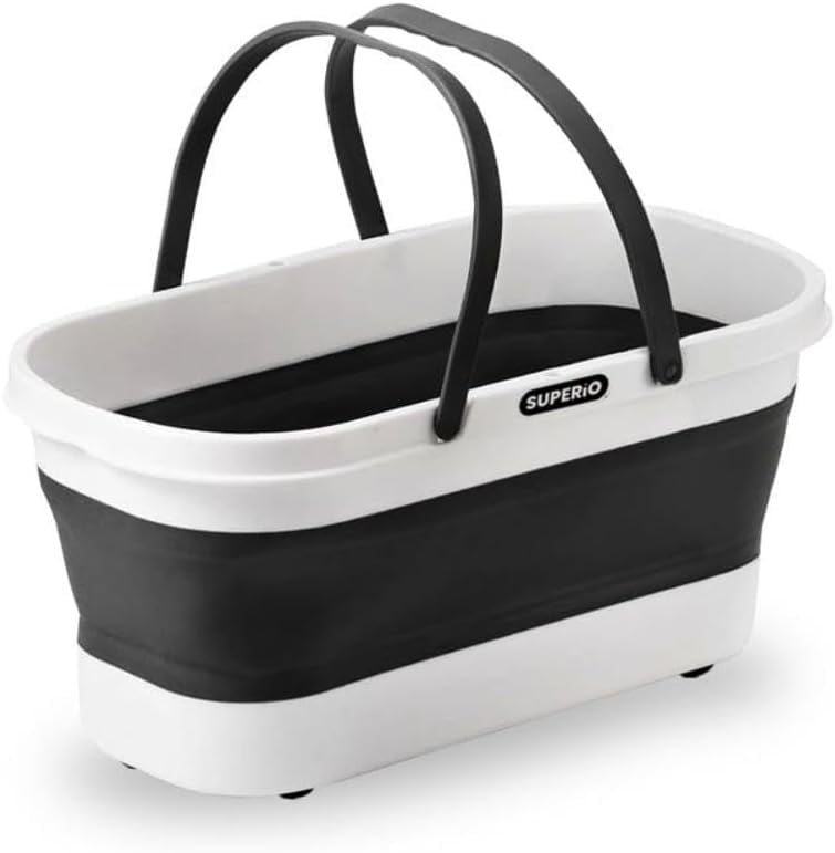 Fold N' Go Mop Bucket with Wheels - Collapsible Cleaning Bucket, 10L ...