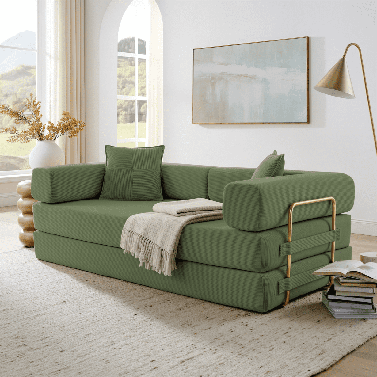 Fold-Out Sofa Bed Convertible to Chair with Removable Backrest, King ...