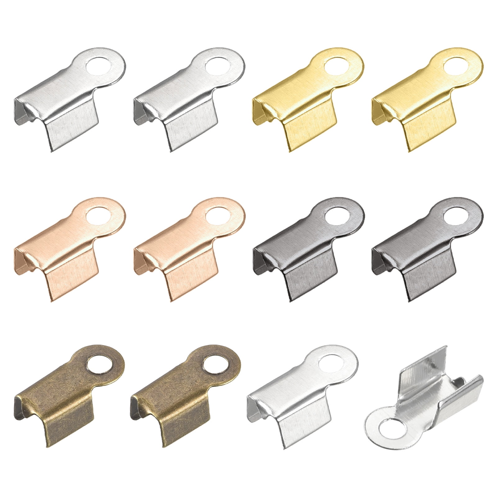 Fold Over Cord Ends, 3.5x9mm Cap Clasp Tips for DIY Craft Making, Set ...