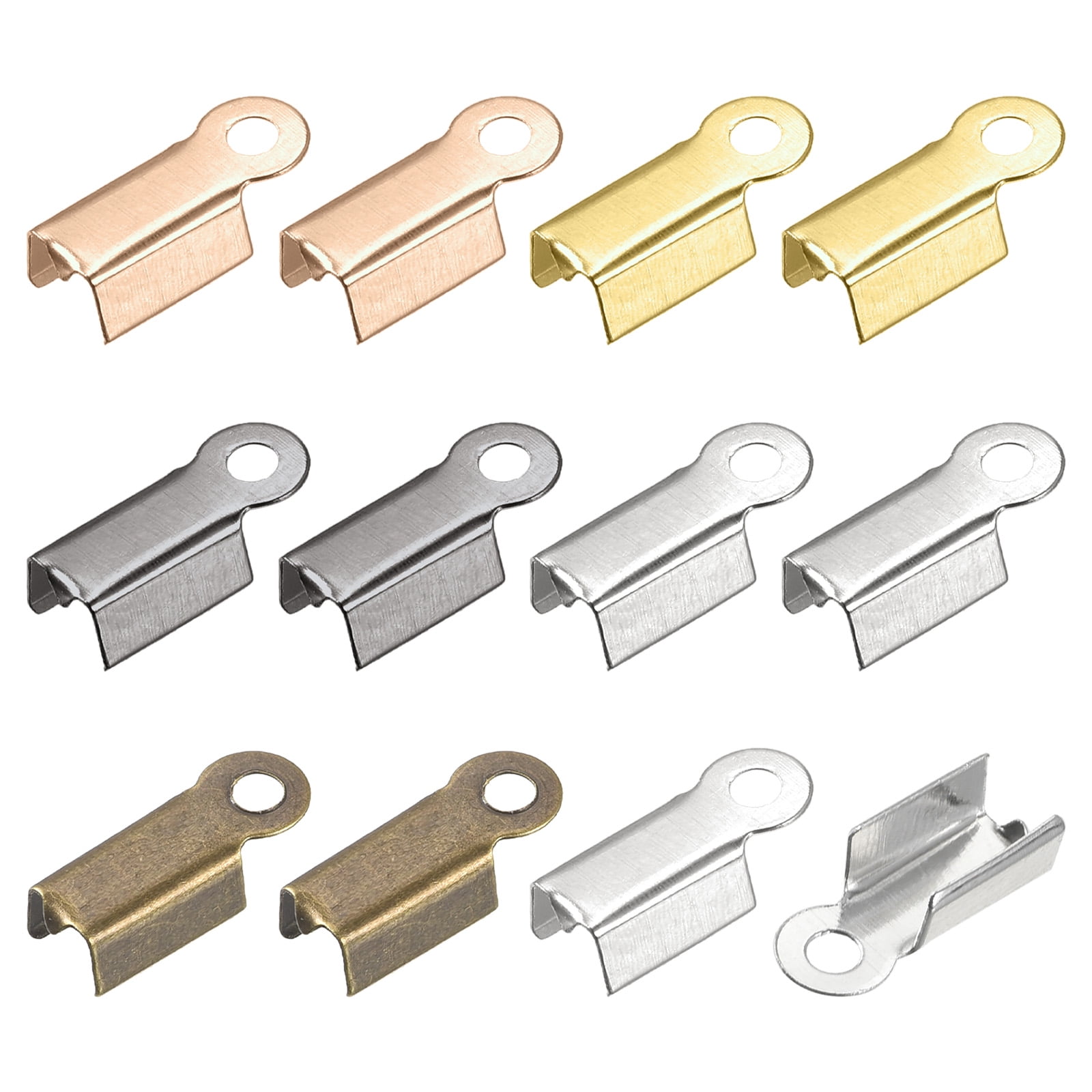 Fold Over Cord Ends, 4.5x11mm Cap Clasp Tips for DIY Craft Making, Set ...
