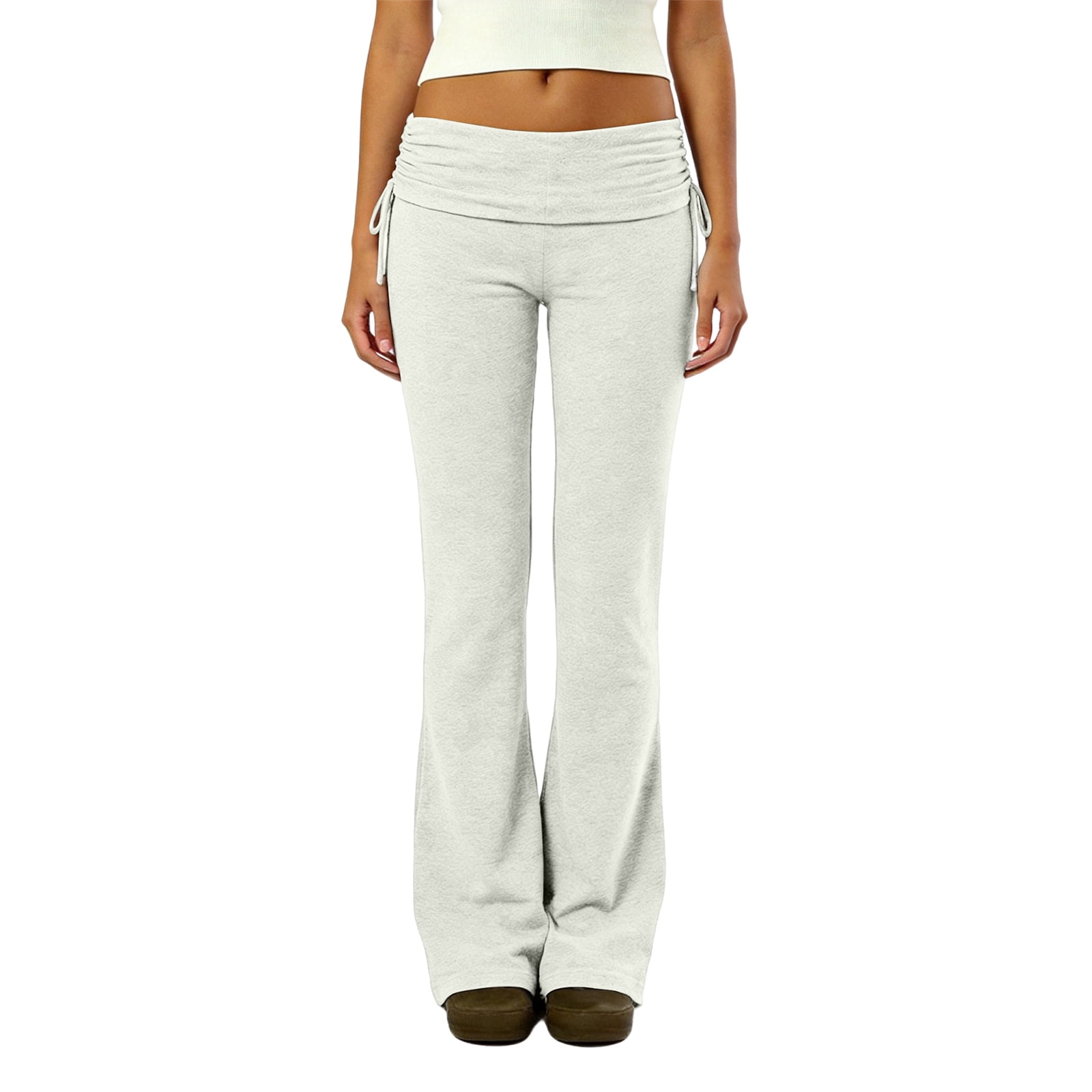 Fold Over Flare Leggings for Women Yoga Pants Y2k Lounge Sweatpants ...