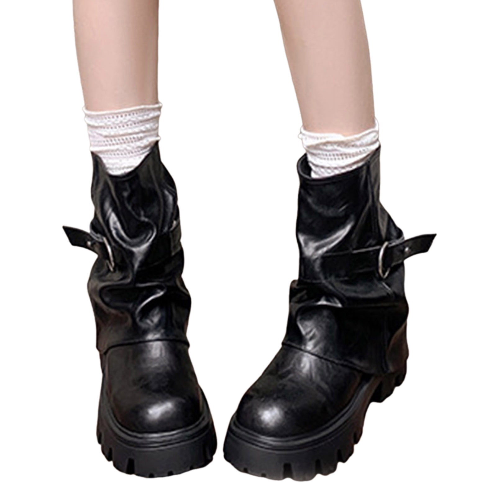 Fold Over Riding Boots for Women Platform Lug Sole Fashion Wide Calf ...