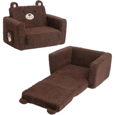 cugvbin Chair Couch Folding Toddler Comfy Chair 2-in-1 Plush Sofa Fold ...