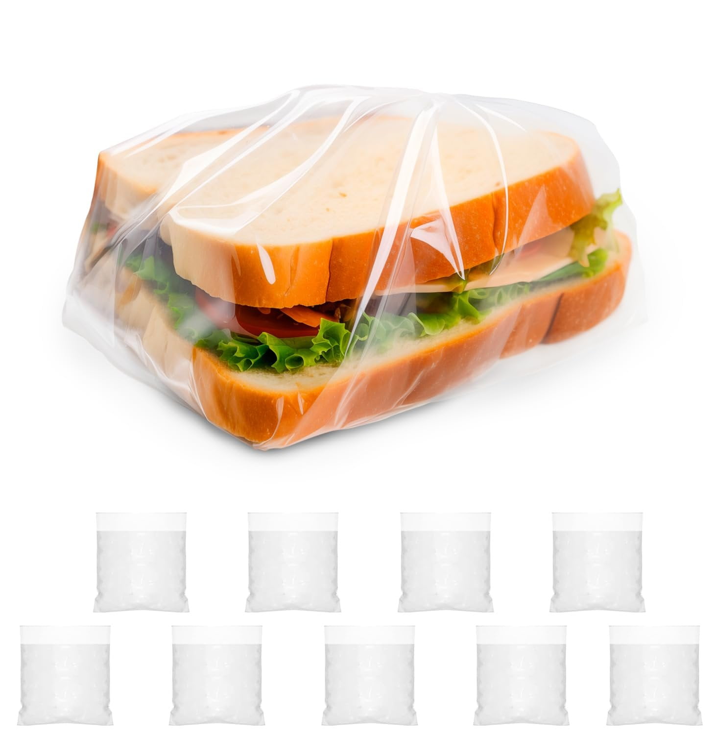 Fold Top Plastic Sandwich Bags 6.75 x 6.75 Inches. Pack of 2000 Clear ...