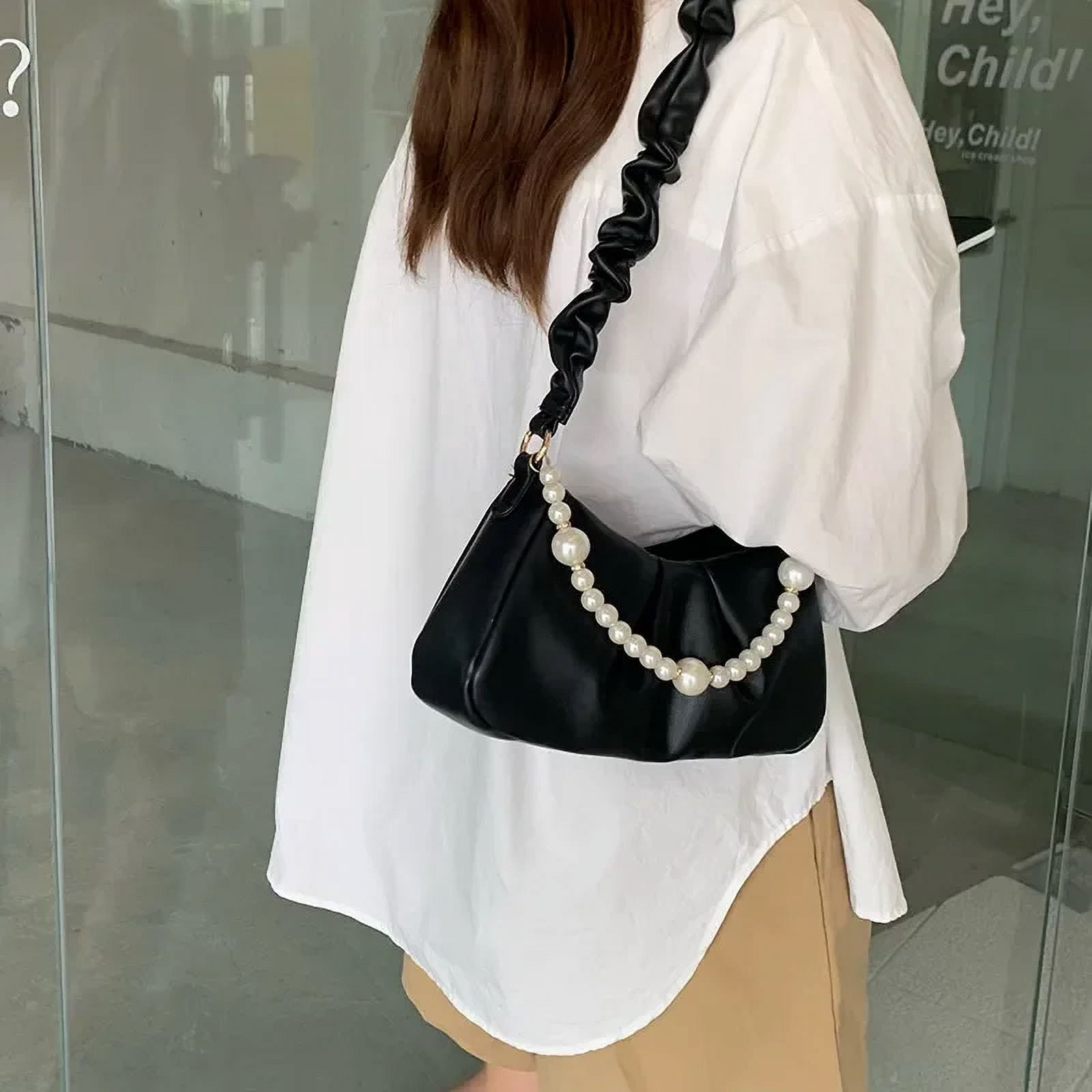 Fold Women Clutches Design Pearl chain Sling bag for female Axillary ...