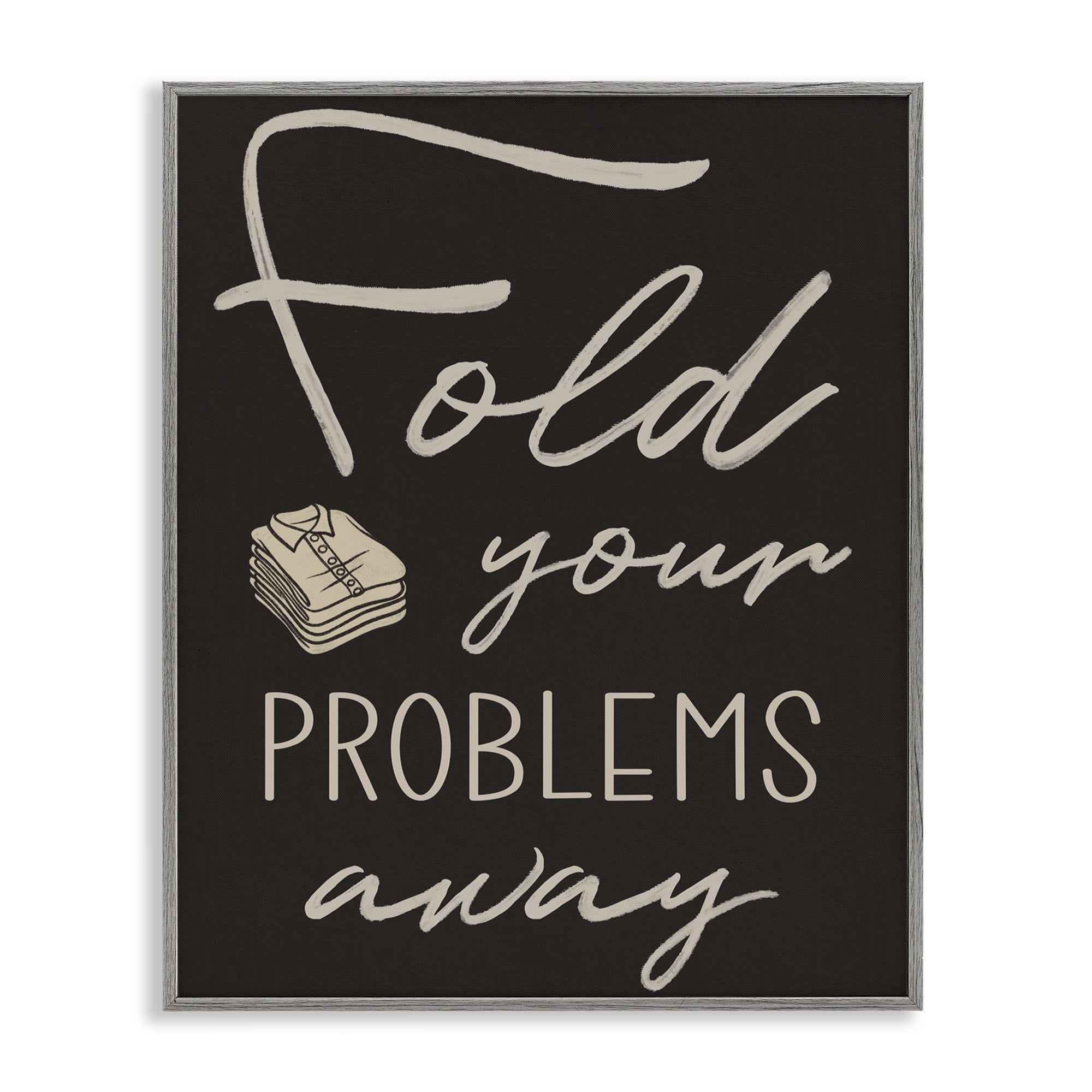 Fold Your Problems Away Gray Framed Giclee Art, design by Marcus Prime ...