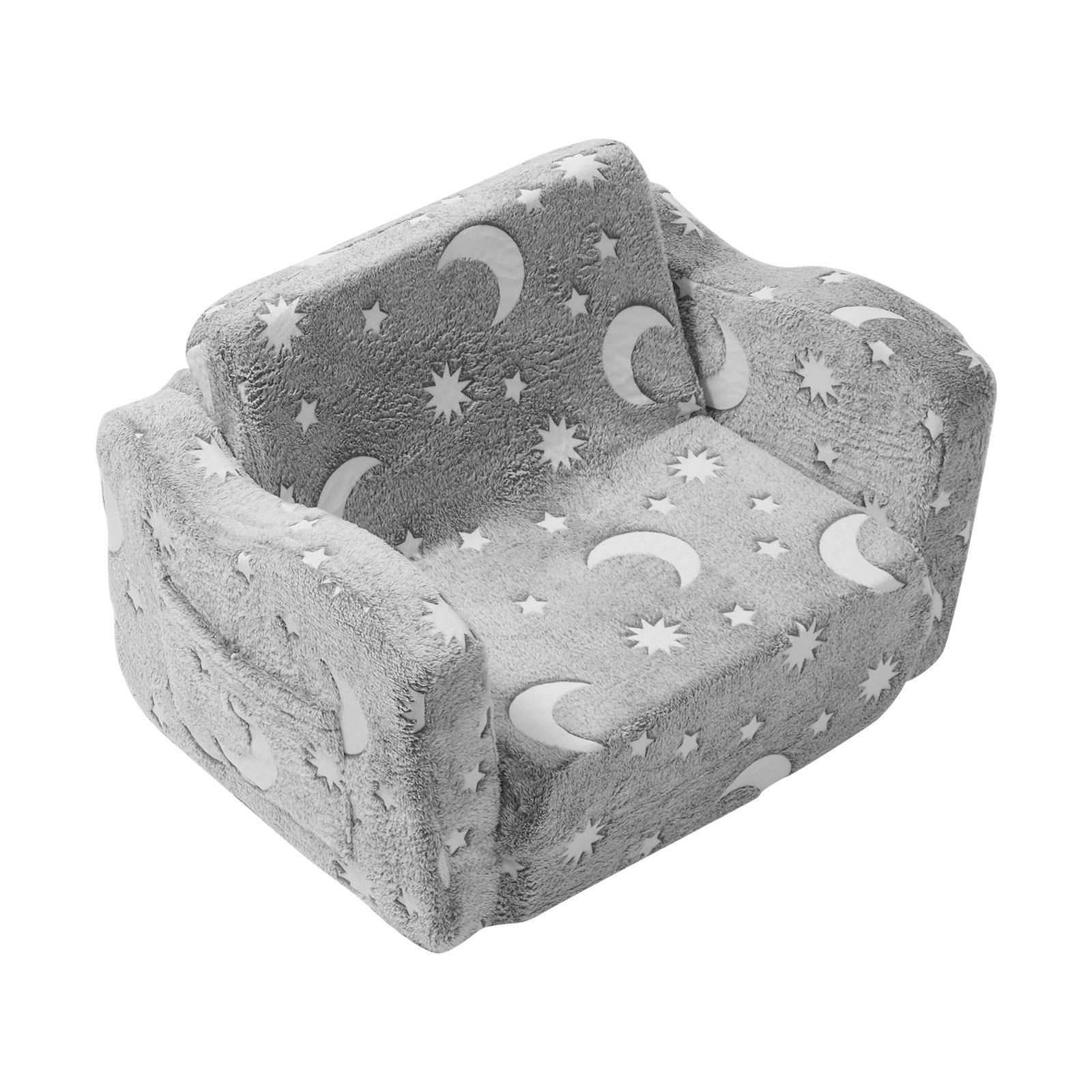 Fold-out Kids Sofa, Glow-in-the-Dark Kids Couch Chair, 2-in-1 Children ...