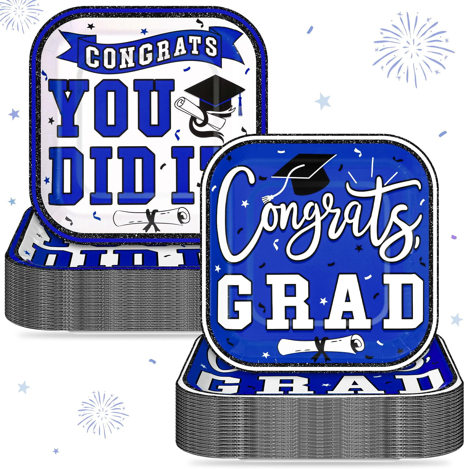 FoldTier 200 Pcs 2025 Graduation Party AFN1Dessert Plates Bulk 7 x 7 ...