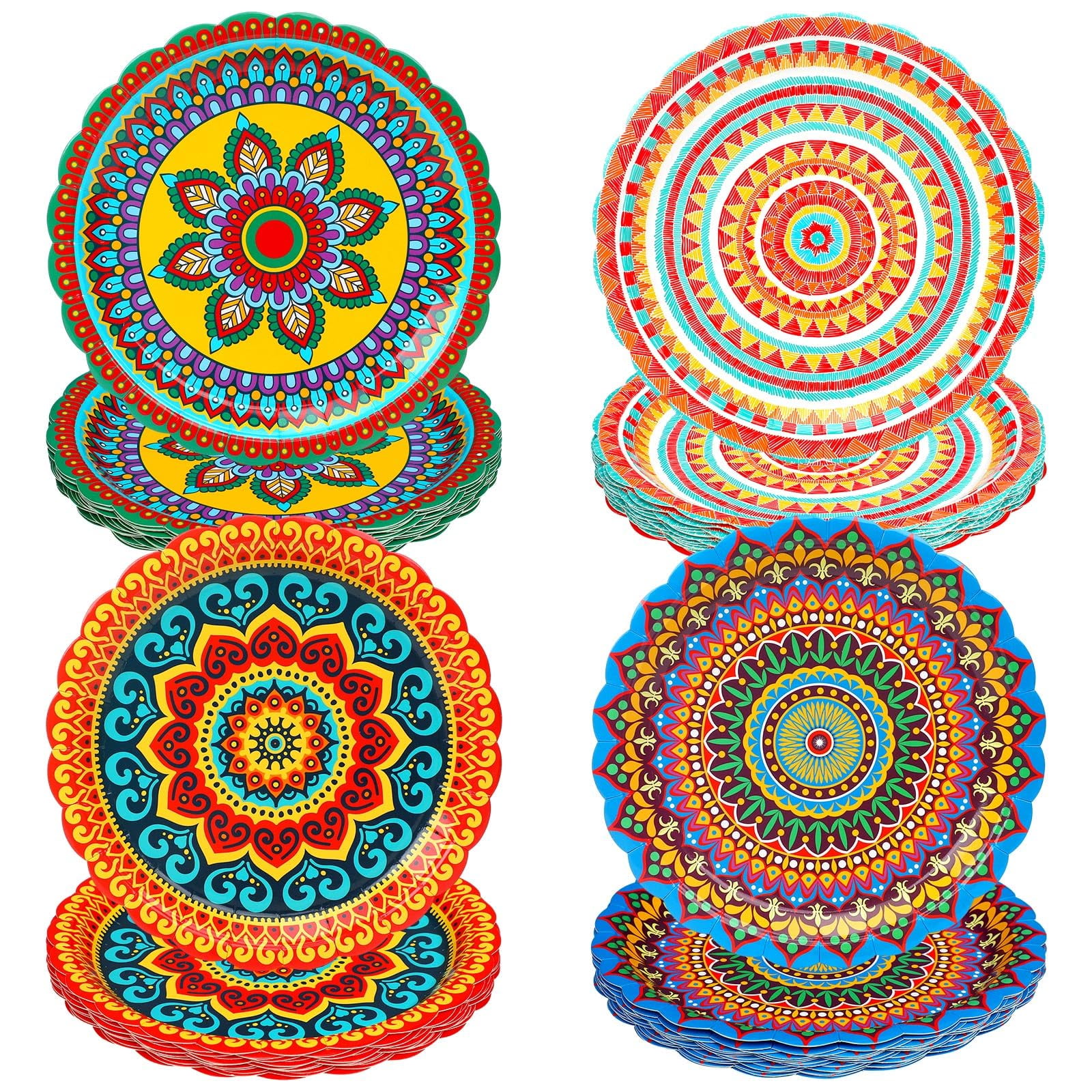 FoldTier 60 Pcs Fiesta TSF6 Mexican Paper Plates 9 Inch Cinco De Mayo ...