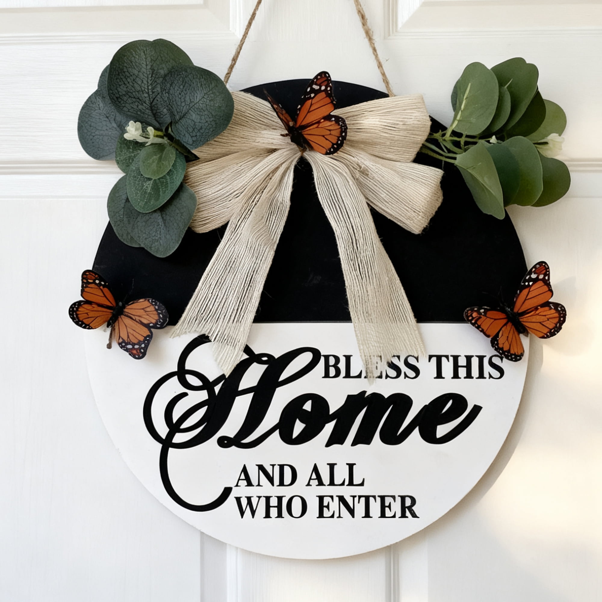 Foldable 12" Round Welcome Sign for Front Door, 3D Lettering, Vivid ...