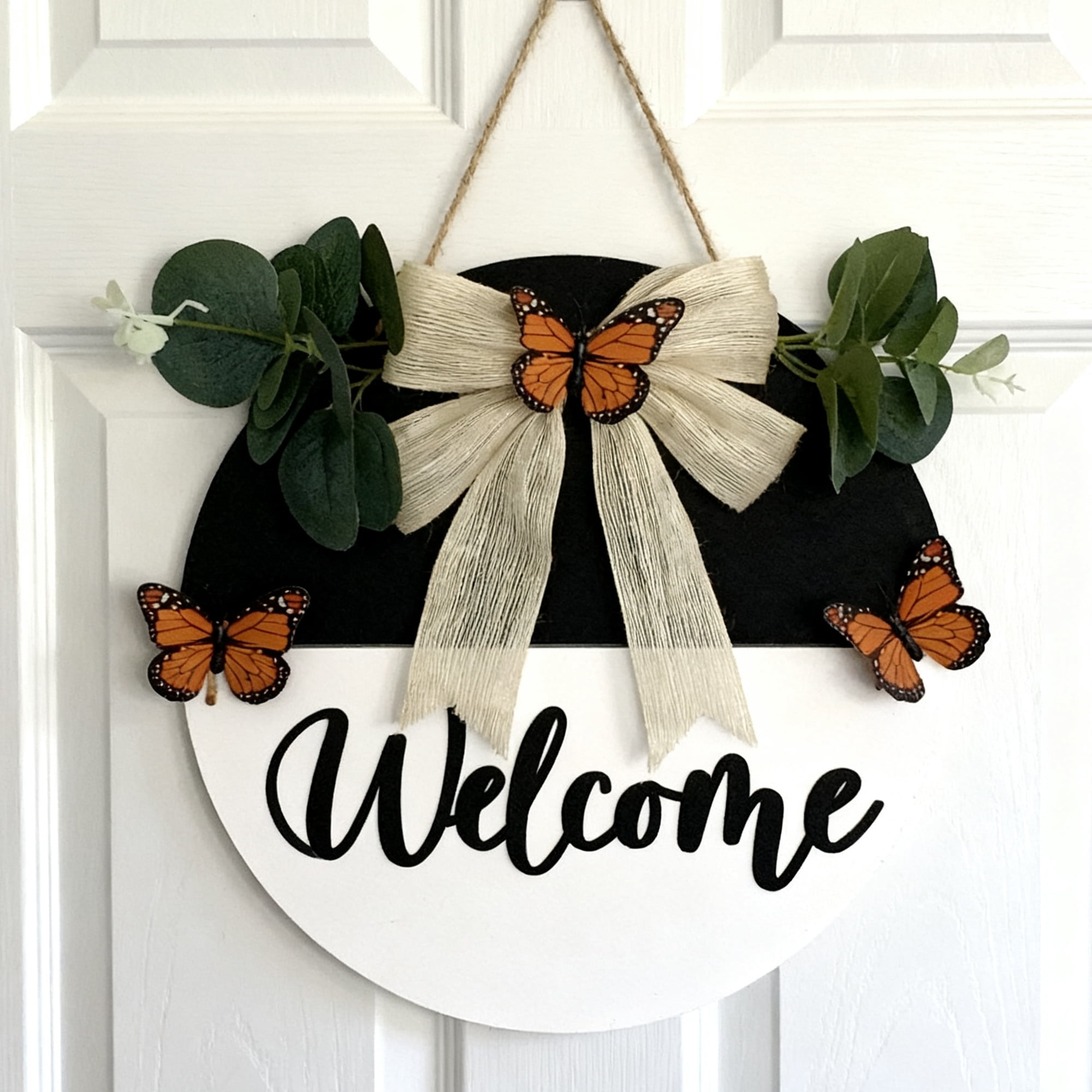 Foldable 12" Round Welcome Sign for Front Door, 3D Lettering, Vivid ...