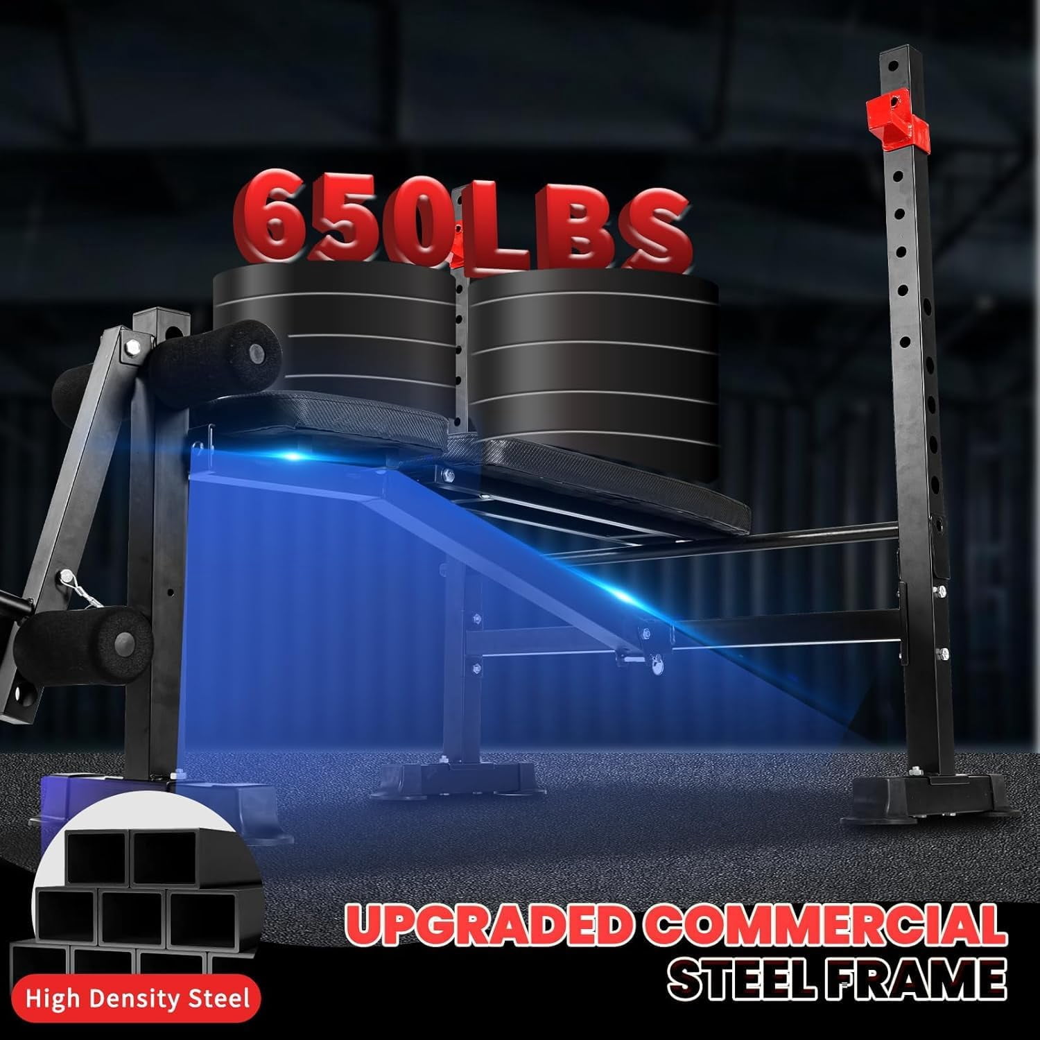 Foldable 1500LBS 8-in-1 Olympic Weight Bench Set with Squat Rack for ...