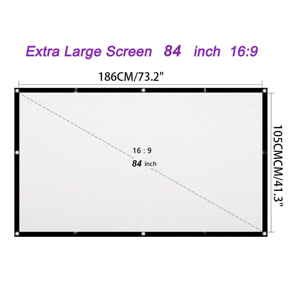 Foldable 16:9 Projector Screen Polyester Portable Front/Rear Non-crease ...