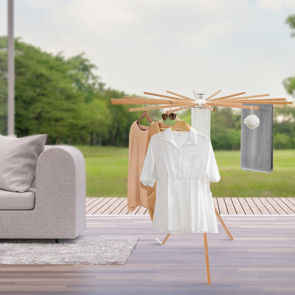 Foldable 16 Poles Tripod Clothes Drying Rack 360° Rotate Laundry Drying ...