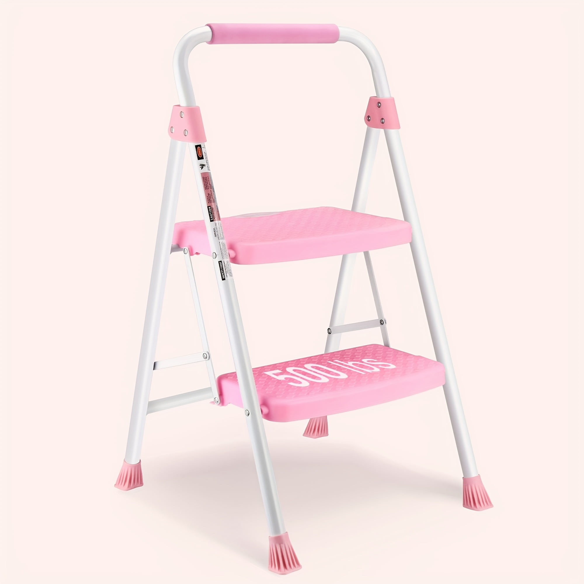 Foldable 2/3/4-Step Metal Ladder with Enhanced Handrail & Non-Slip ...