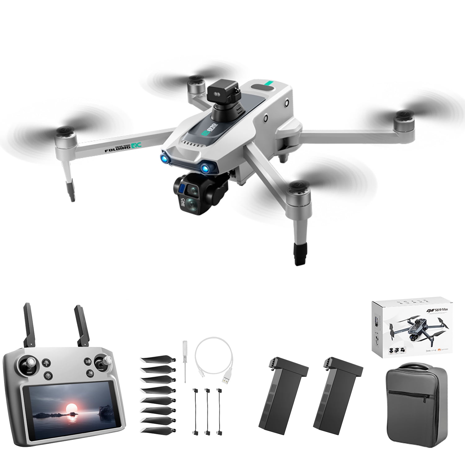Foldable 2.7K Camera Quadcopter with Laser Obstacle Avoidance, 3-Axis Gimbal, Optical Flow, GPS ...