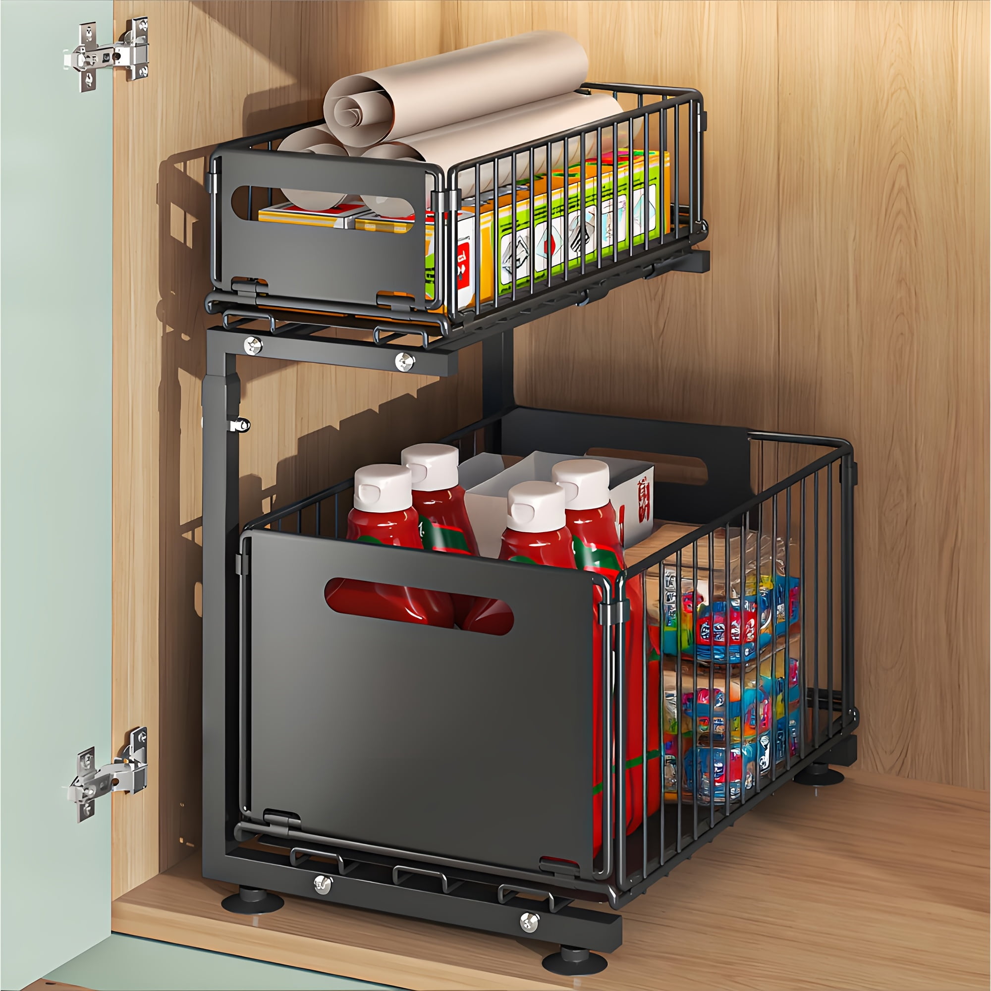 Foldable 2-Tier Pull-Out Under-Sink Organizer - Suction Cup Mount ...
