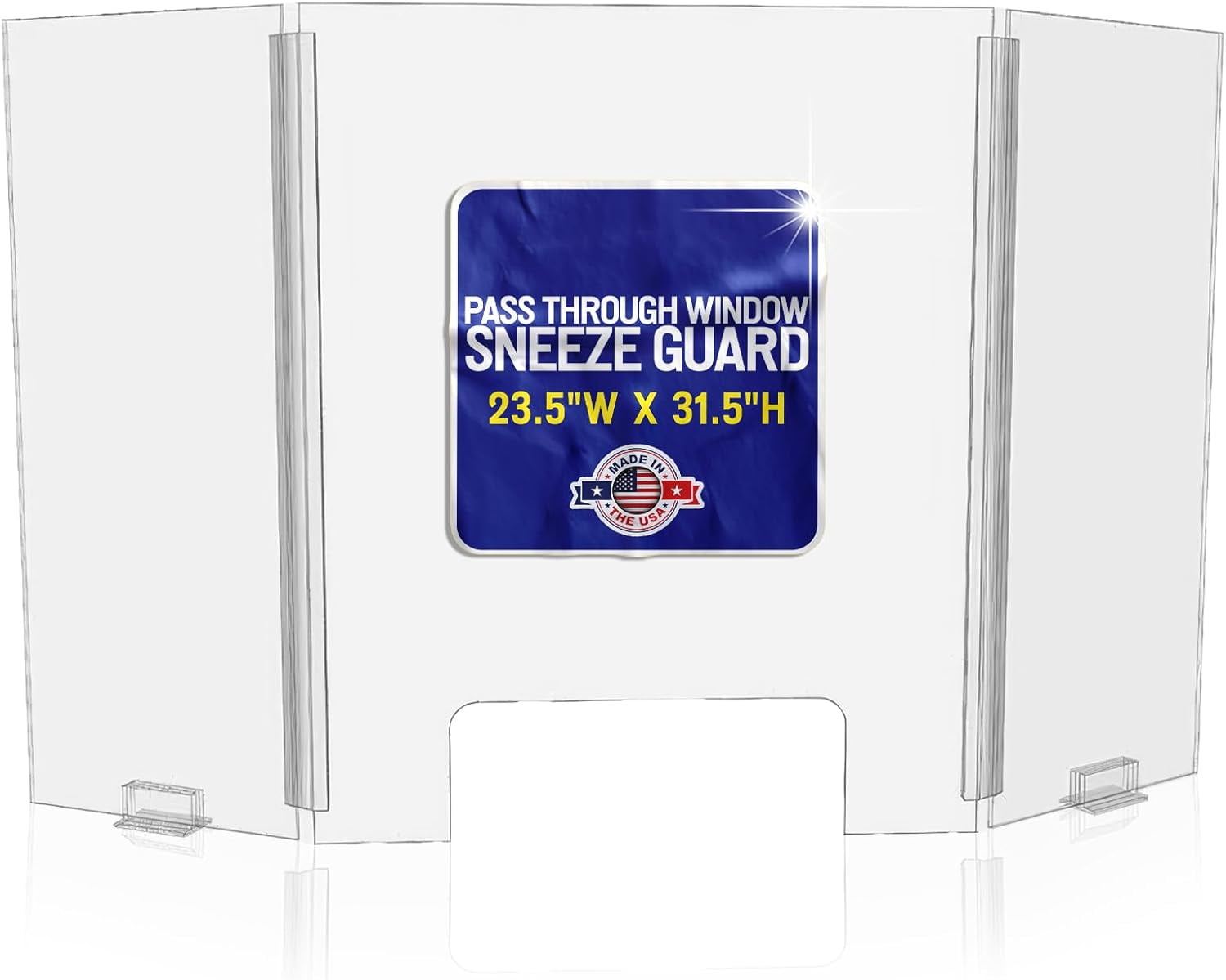 Foldable 3 Plexiglass Sneeze Guard for Counter w/Cutout, Portable ...