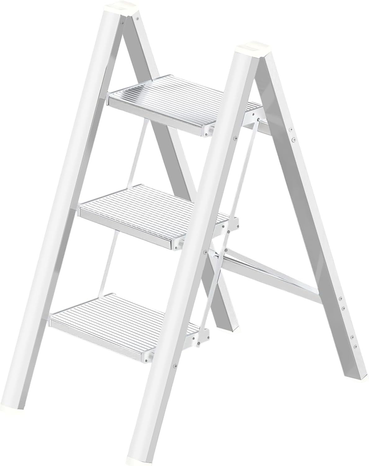 Foldable 3 Step Stool for Closet/Kitchen-Aluminium Gold Step Ladder ...