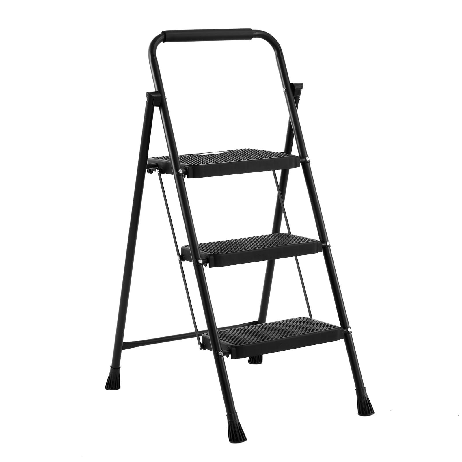 Foldable 3 Step Stool Ladder, 500 Lb Weight Limit Folding 3 Stepping ...