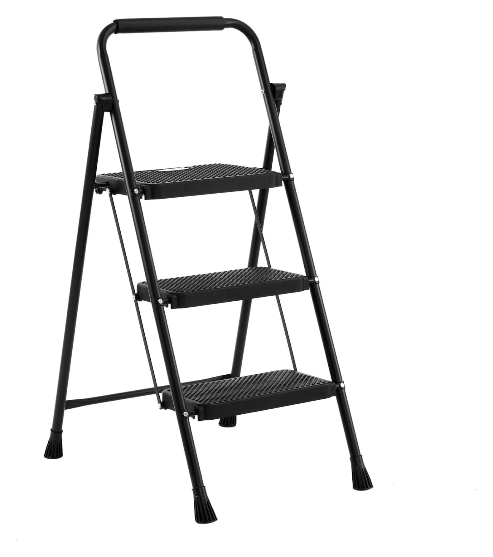 Foldable 3 Step Stool Ladder, 500 Lb Weight Limit Folding 3 Stepping ...