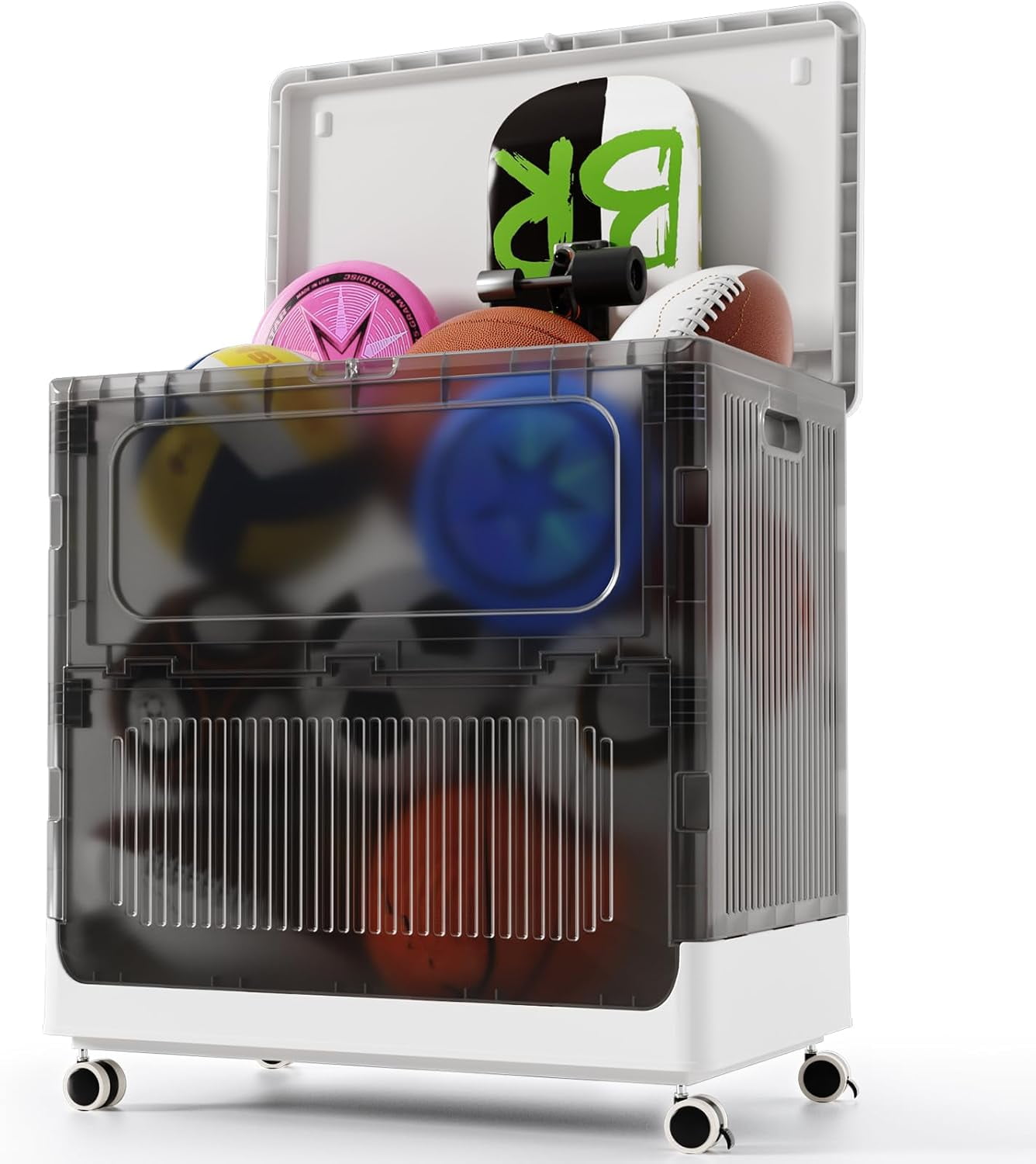 Foldable 39Gal Expanded Capacity Storage Containers with Lids, Wheeled ...