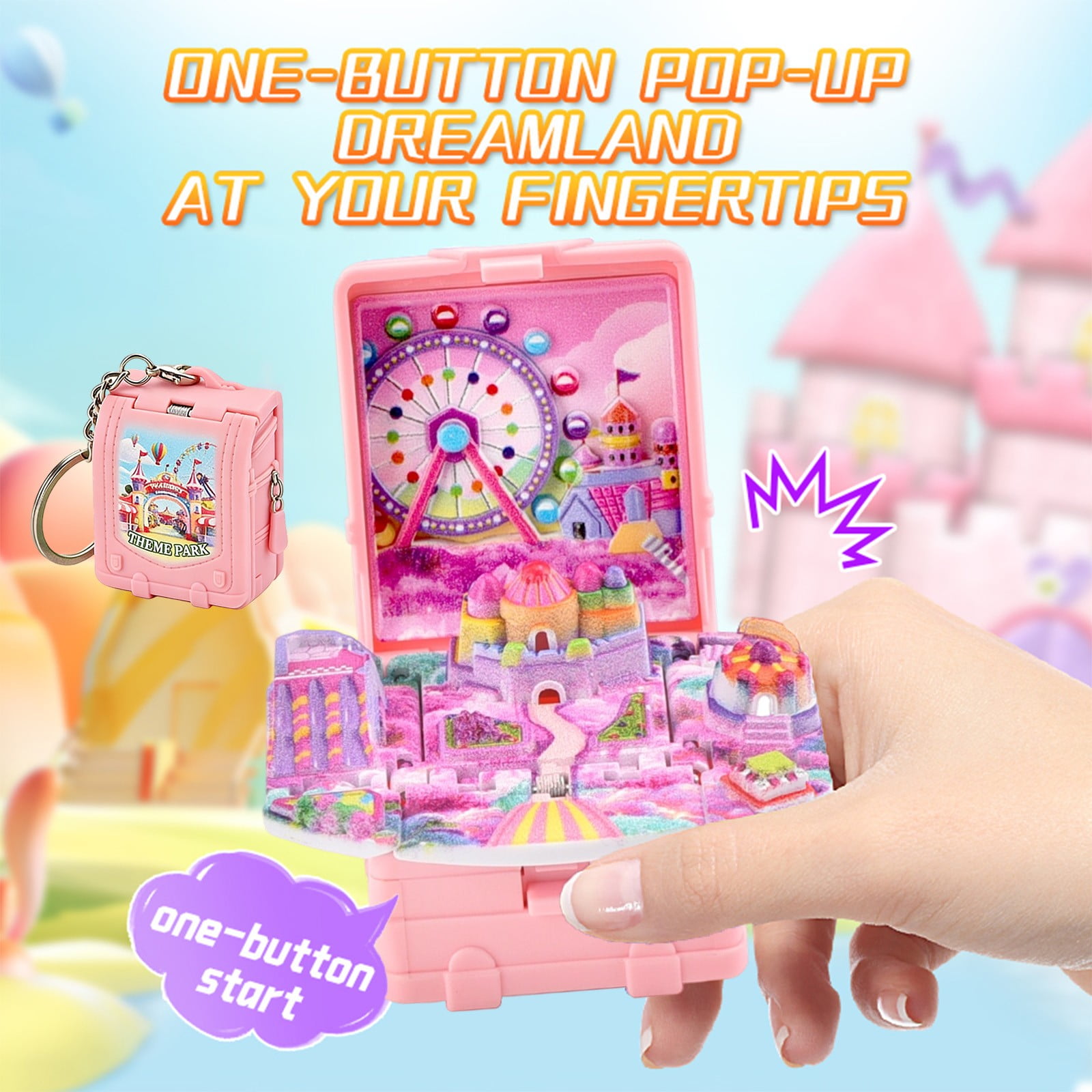 Foldable 3D Playground Keychain One Click Unfolding Amusement Park Toy ...