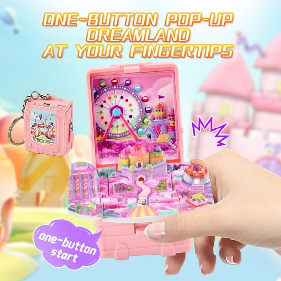 Foldable 3D Playground Keychain One Click Unfolding Amusement Park Toy ...