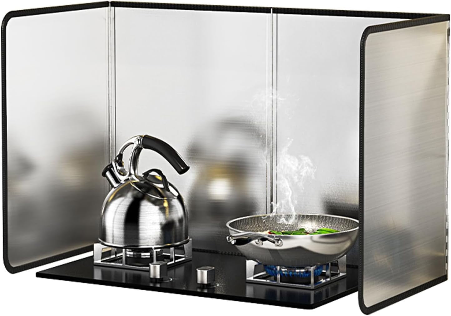 Foldable 4-Sided Stainless Steel Splatter Guard with Oil Screens for ...