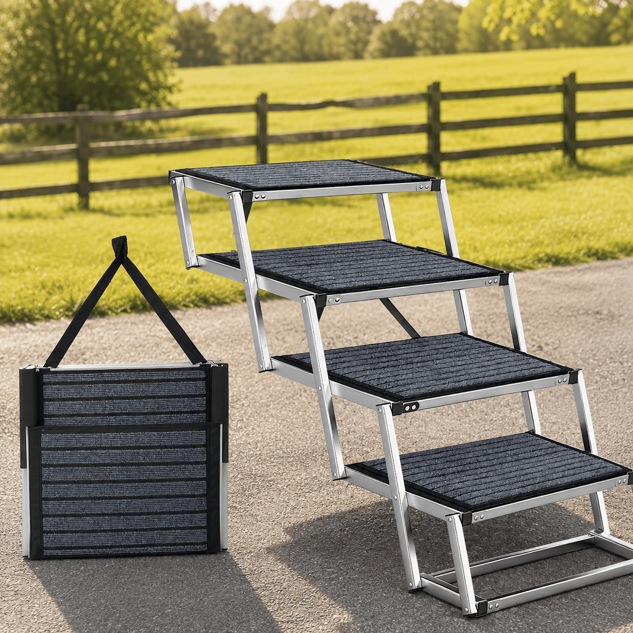 Foldable 4-Step Dog Stairs with Non Slip Surface for Large Dogs ...