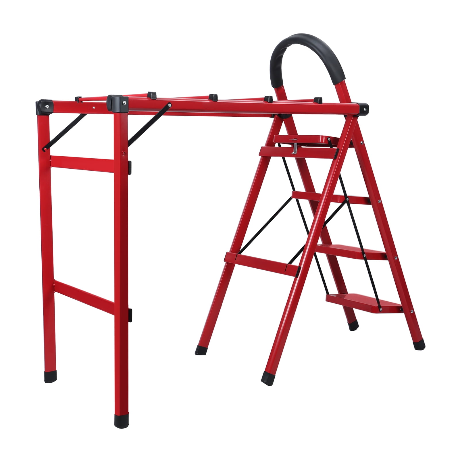 Foldable 4-Step Ladder with Drying Rack | 330LB Load Capacity, Non-Slip ...