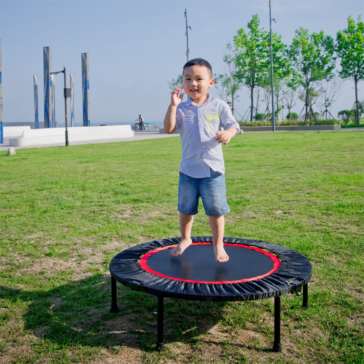 Foldable 40 Inch Exercise Trampoline for Adults and Kids-Indoor Fitness ...