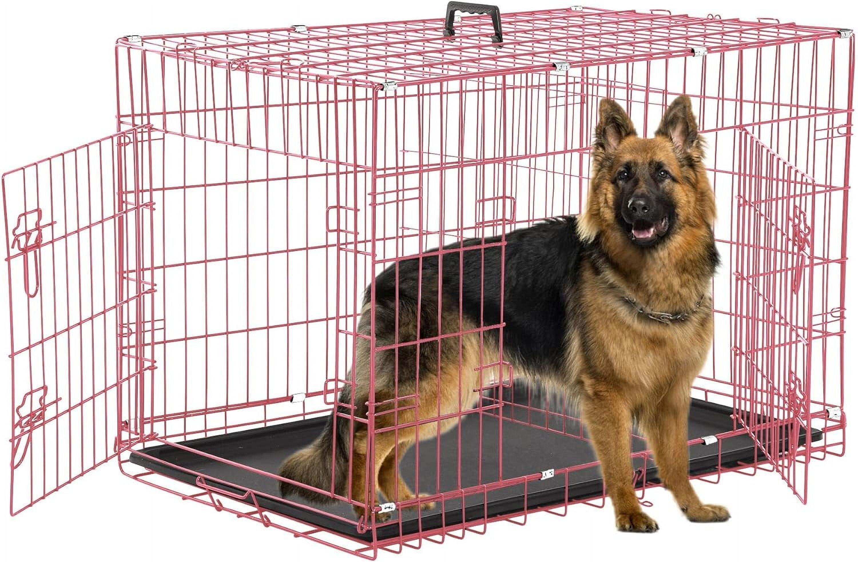 Foldable 42" Dog Crate w/Leak-Proof Tray/Divider - Double Door ...