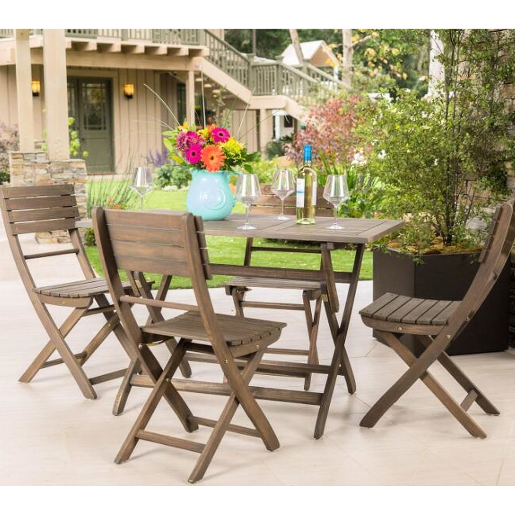 Foldable 43.5'' Table | Water-Resistant Acacia, Suitable for Any ...