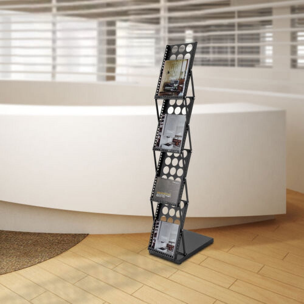 Foldable 4Layer Magazine Rack Iron Brochure Literature Display Stand ...