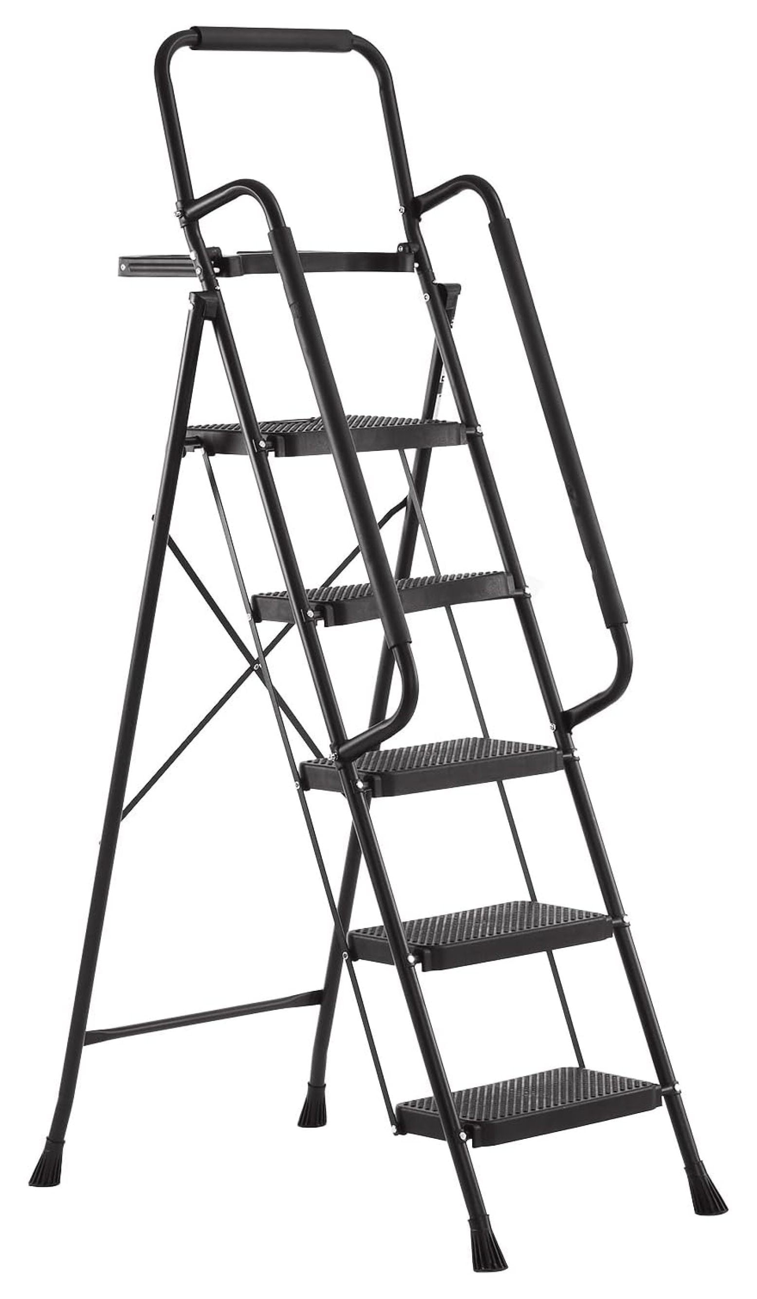 Foldable 5 Step Stool Ladder,500 Lb Weight Limit Folding 5 Stepping ...