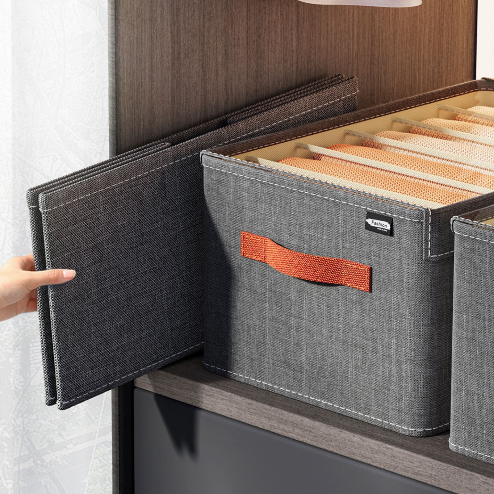 Foldable 6/7 Compartment Clothes Organizer | Gray Fabric Wardrobe ...