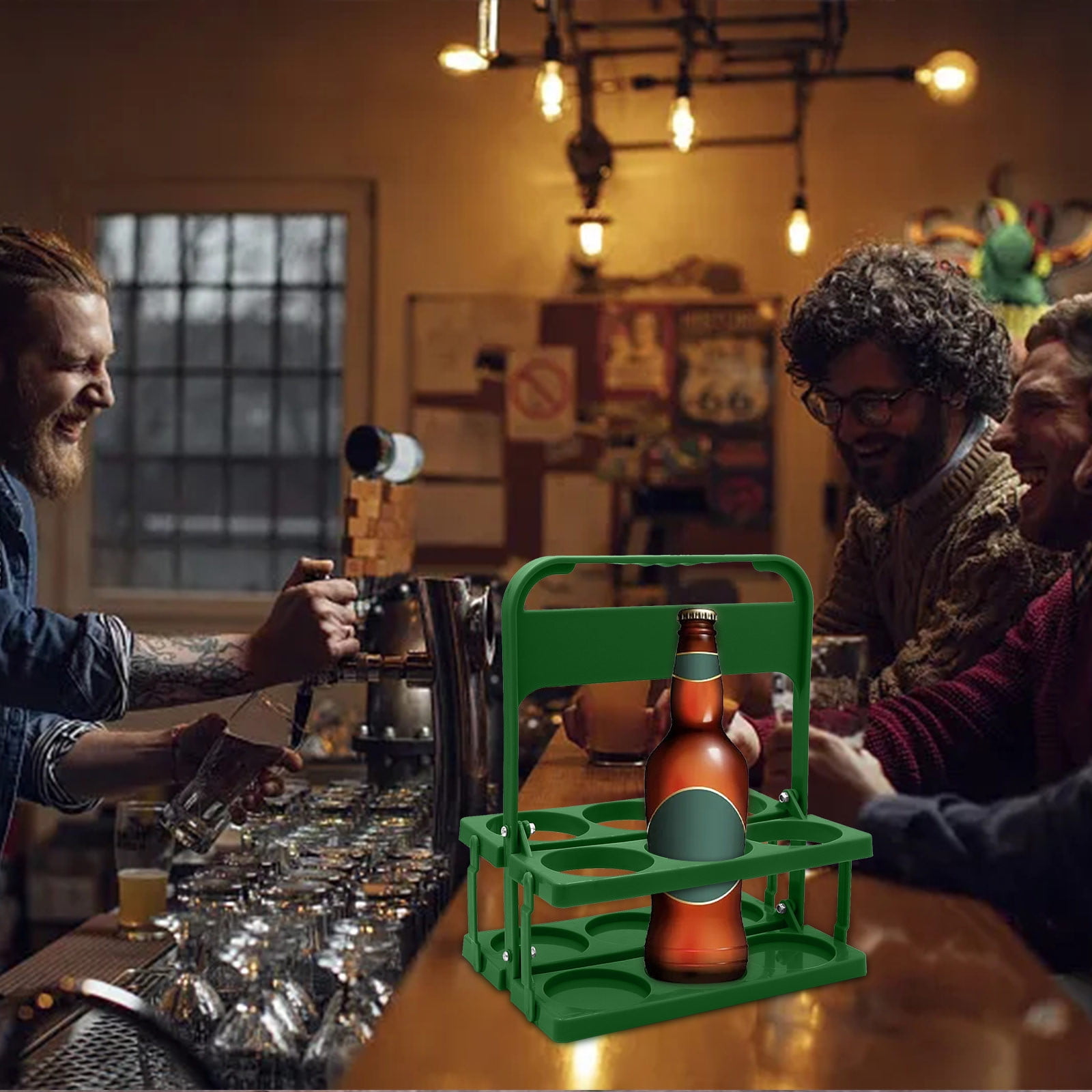 Foldable 6-Bottle Drink Carrier with Handle - Portable Beer Basket for ...