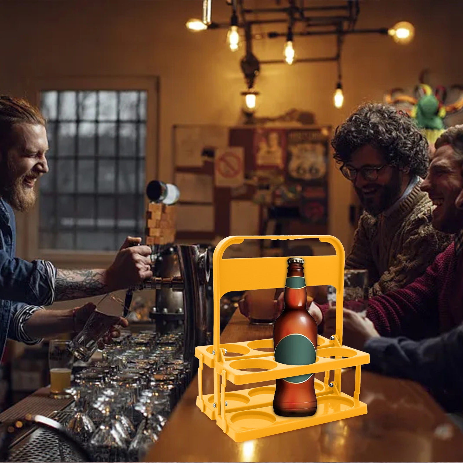 Foldable 6-Bottle Drink Carrier with Handle - Portable Beer Basket for ...