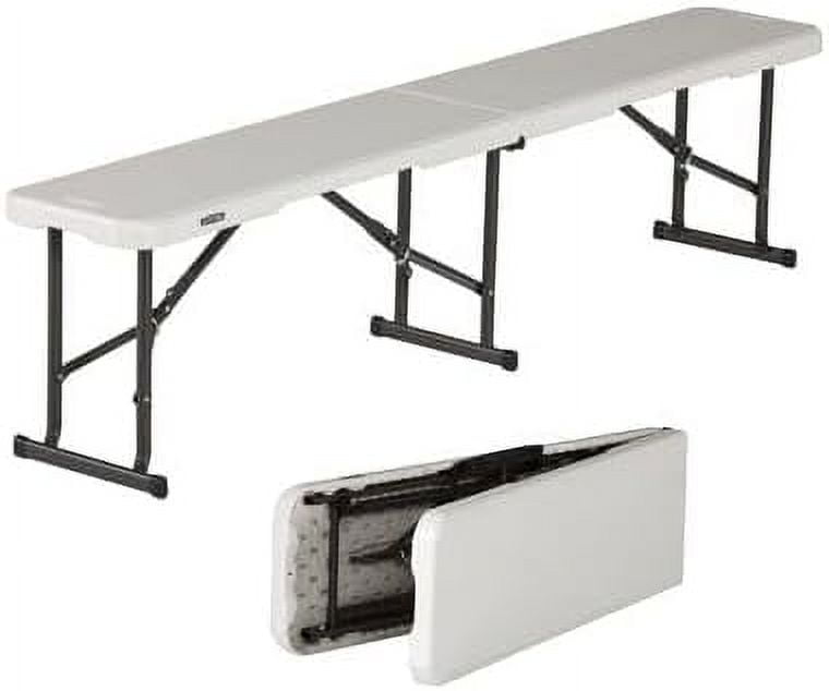 Foldable 6 Foot Bench Furniture, White, Plastic and Steel Frame, Easy ...