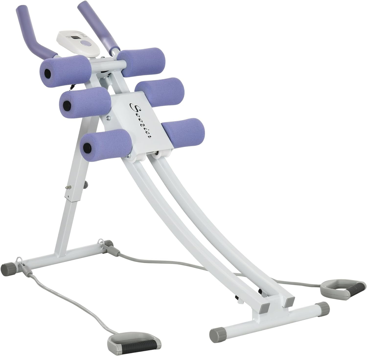 Foldable Ab Machine, Ab Workout Equipment with Resistance Bands, Height ...