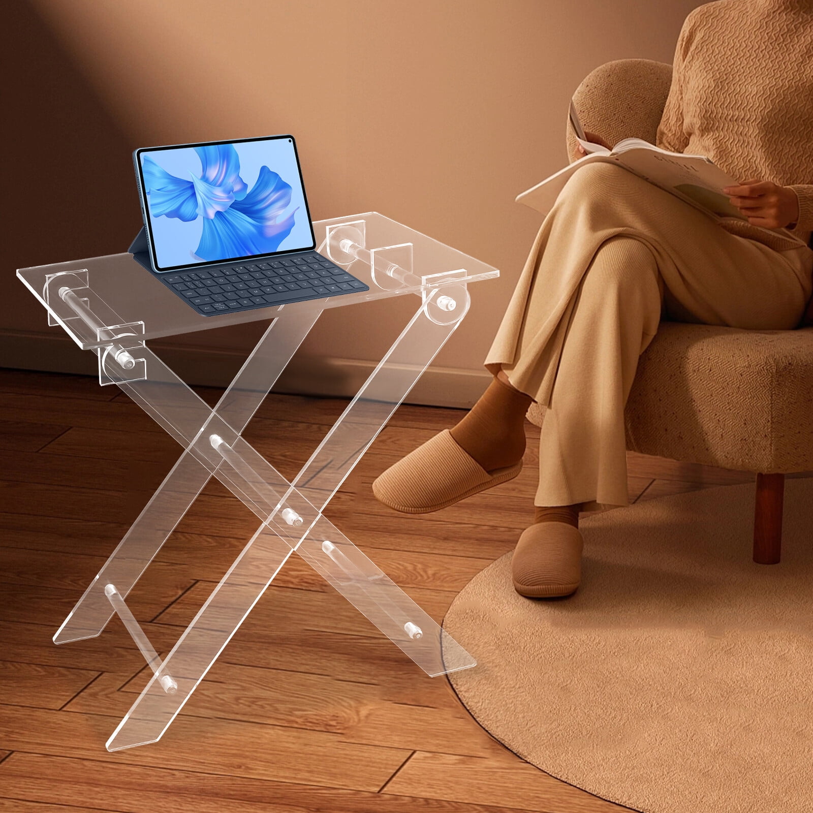 Acrylic Folding Table, Foldable Acrylic Computer Stand, Folding Coffee ...
