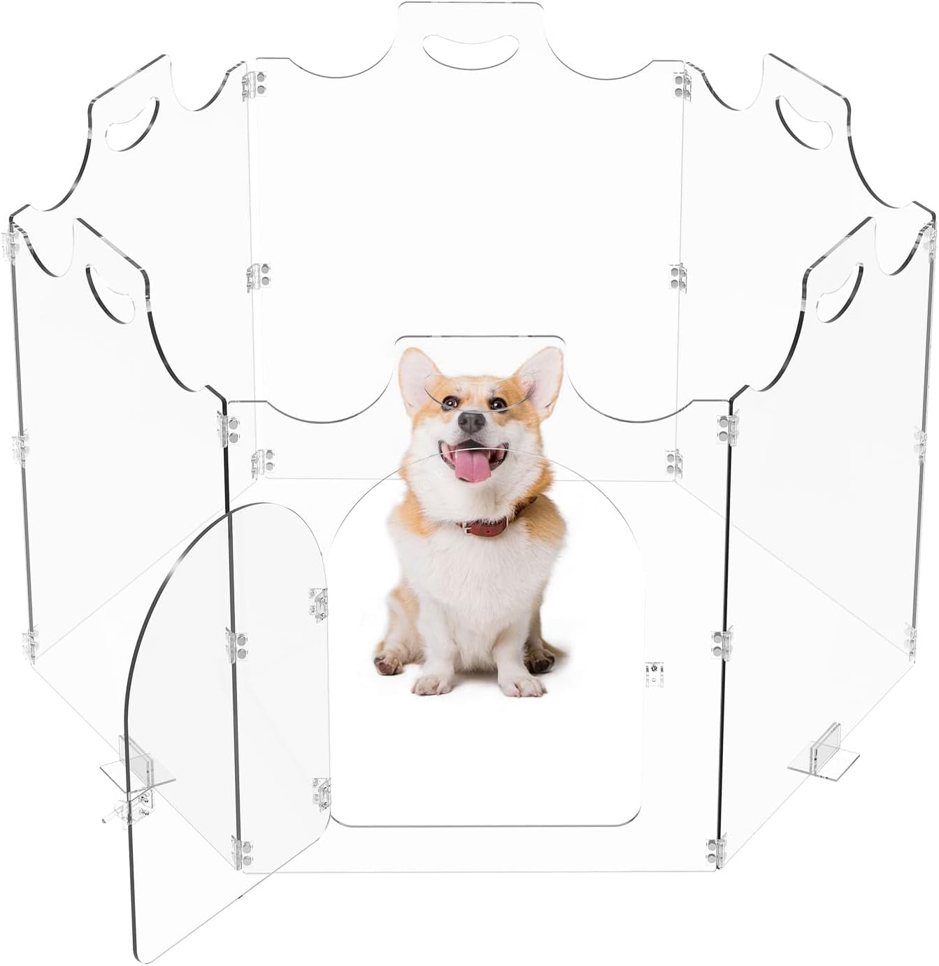 Foldable Acrylic Dog Gate - Clear Pet Divider, Freestanding, No ...