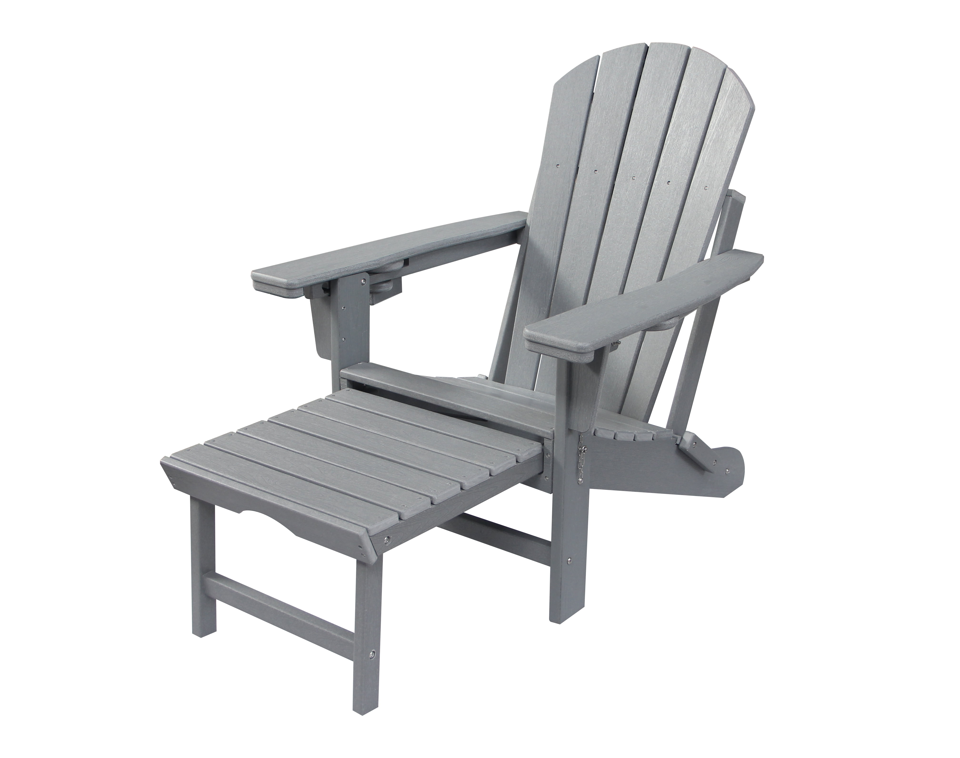 Foldable Adirondack Chair with Footrest and Adjustable Backrest, HDPE ...