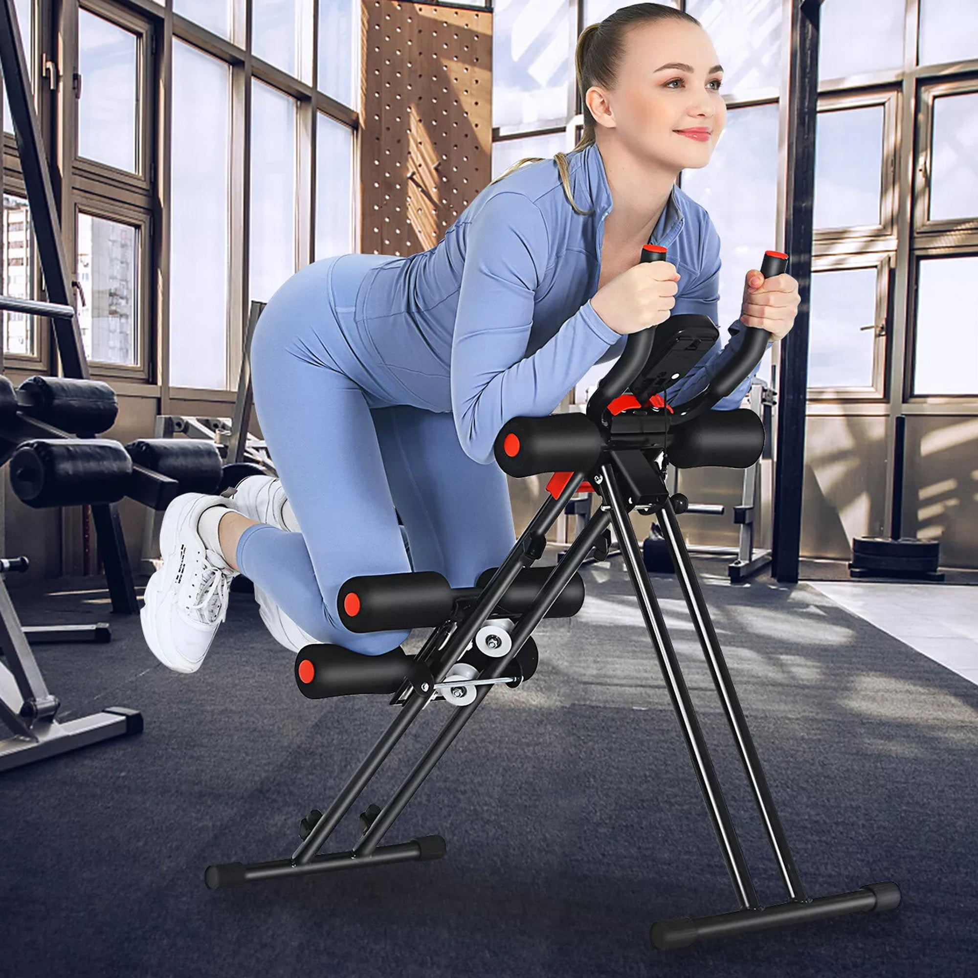 Foldable Adjustable Core Abdominal Trainer AB Crunch Workout Machine W ...