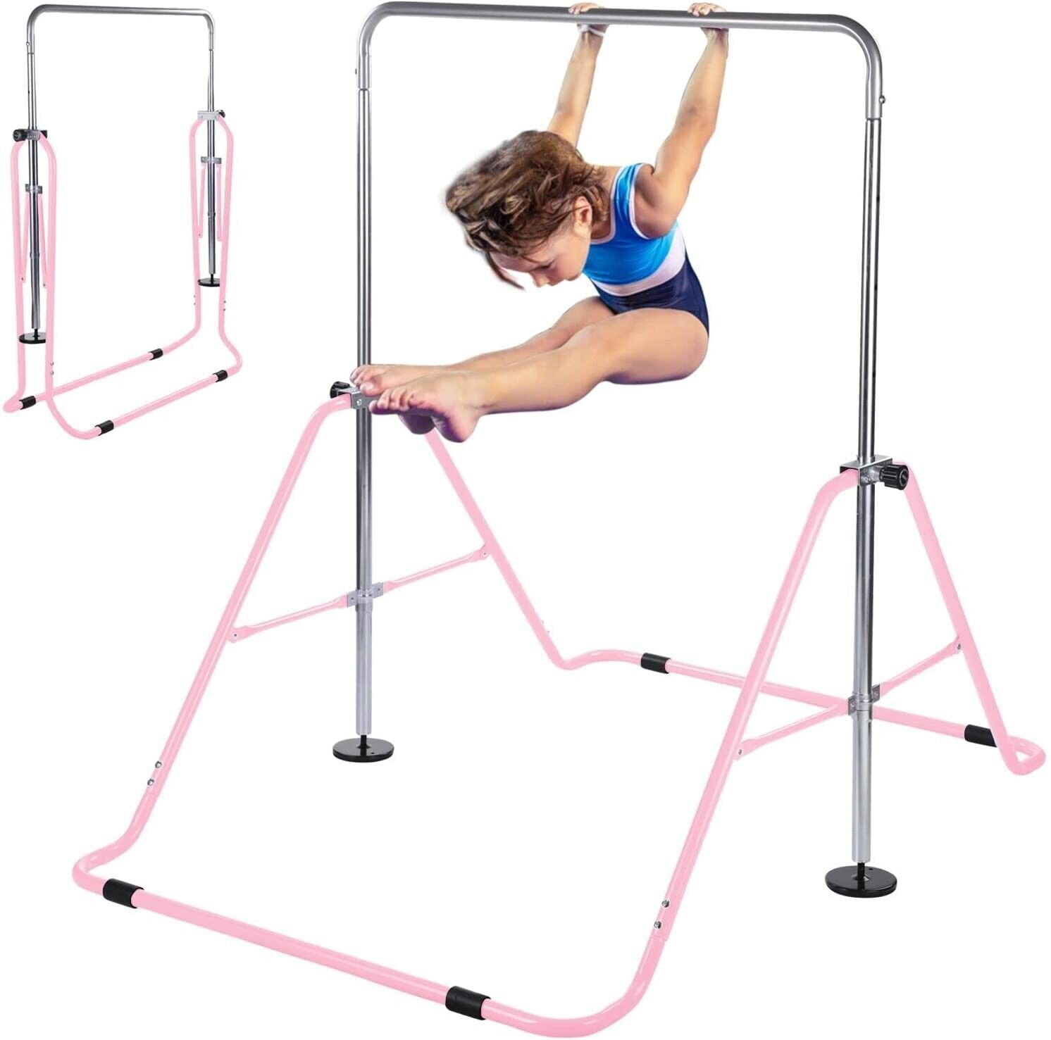 Foldable Adjustable Junior Gymnastics Bar in Pink - Parallel Bar for ...