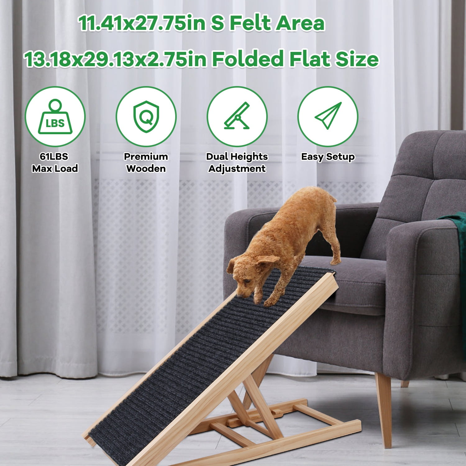 Foldable Adjustable Wooden Pet Ramp Small Ramp Dog Cat Stairs for Bed ...