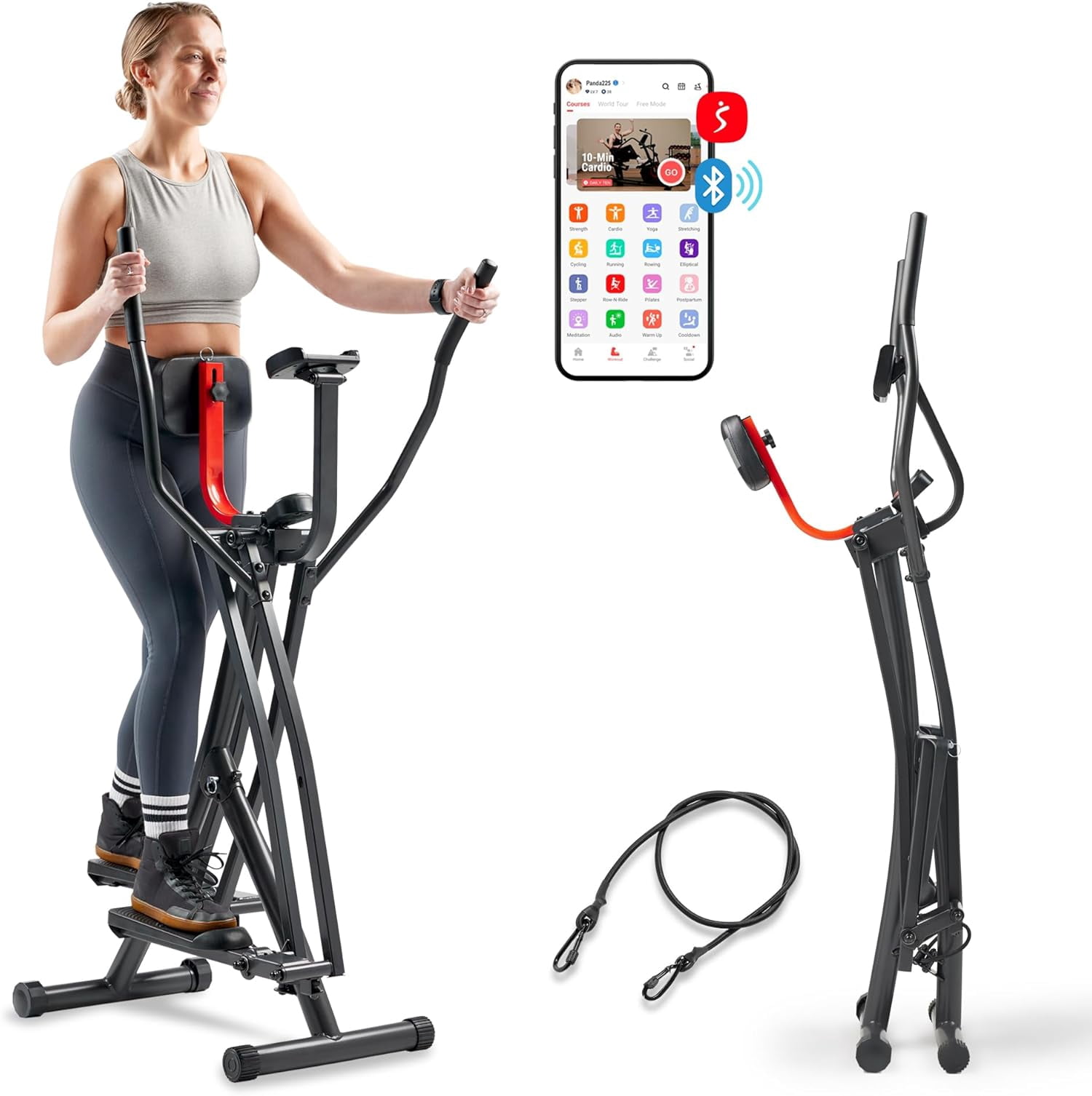 Foldable Air Walk Elliptical, 30" inch Long Stride Full- Cardio Trainer ...